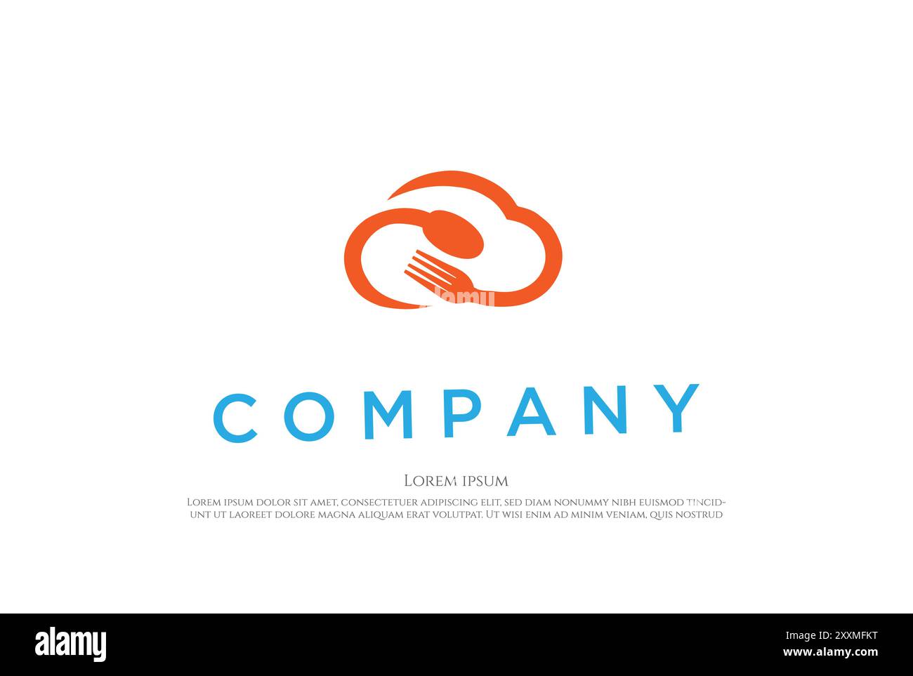 Spoon Fork with Chef Hat for Food Cloud Technology Logo Design Vector ...