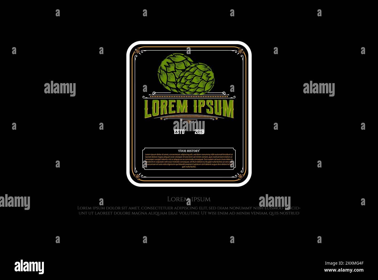 Vintage Retro Hop for Craft Beer Brewing Brewery Label Logo Design ...