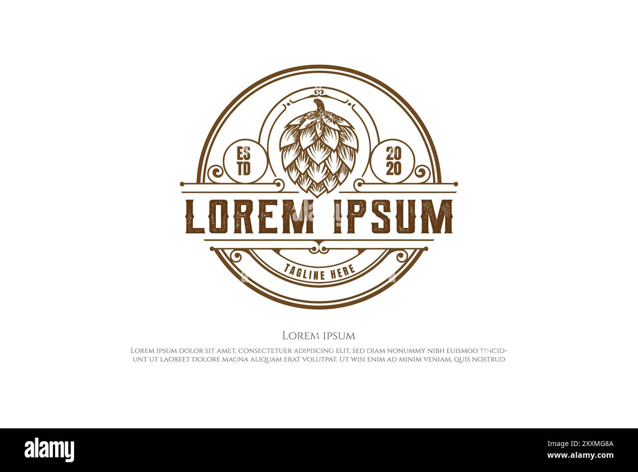 Vintage Rustic Antique Old Hipster Hop for Craft Beer Brewing Brewery ...