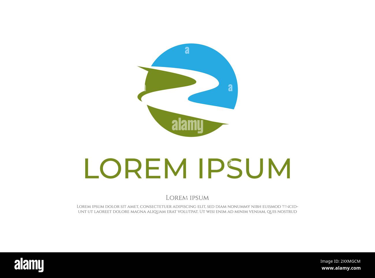 Simple Minimalist Creek River or Winding Road Logo Design Vector Stock ...