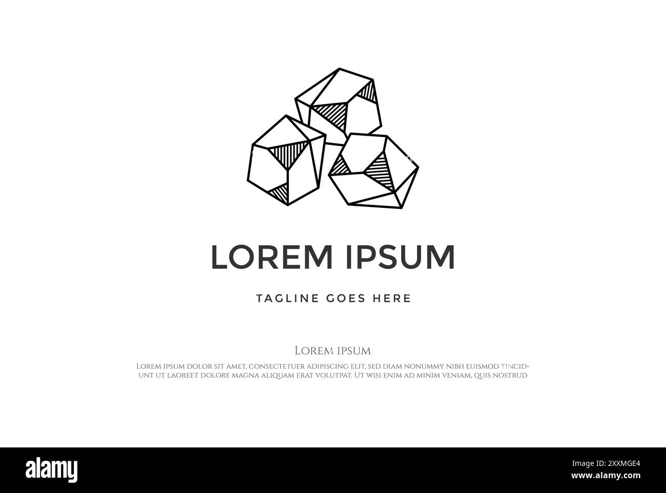 Simple Minimalist Geometric Gem Stone Rock Logo Design Vector Stock ...