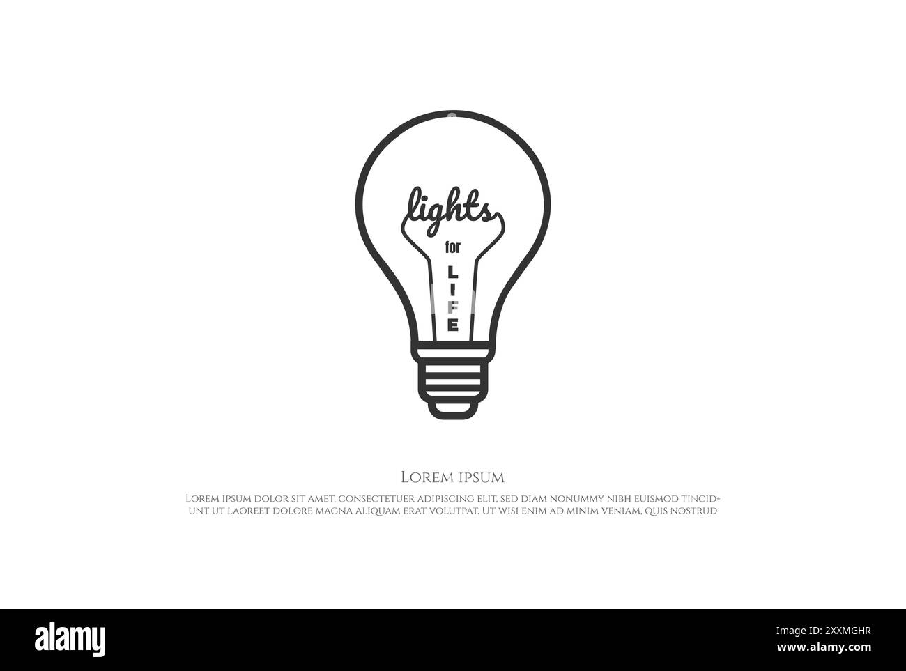 Bulb Lamp with Light Text Word Type Font Typography Logo Design Vector ...