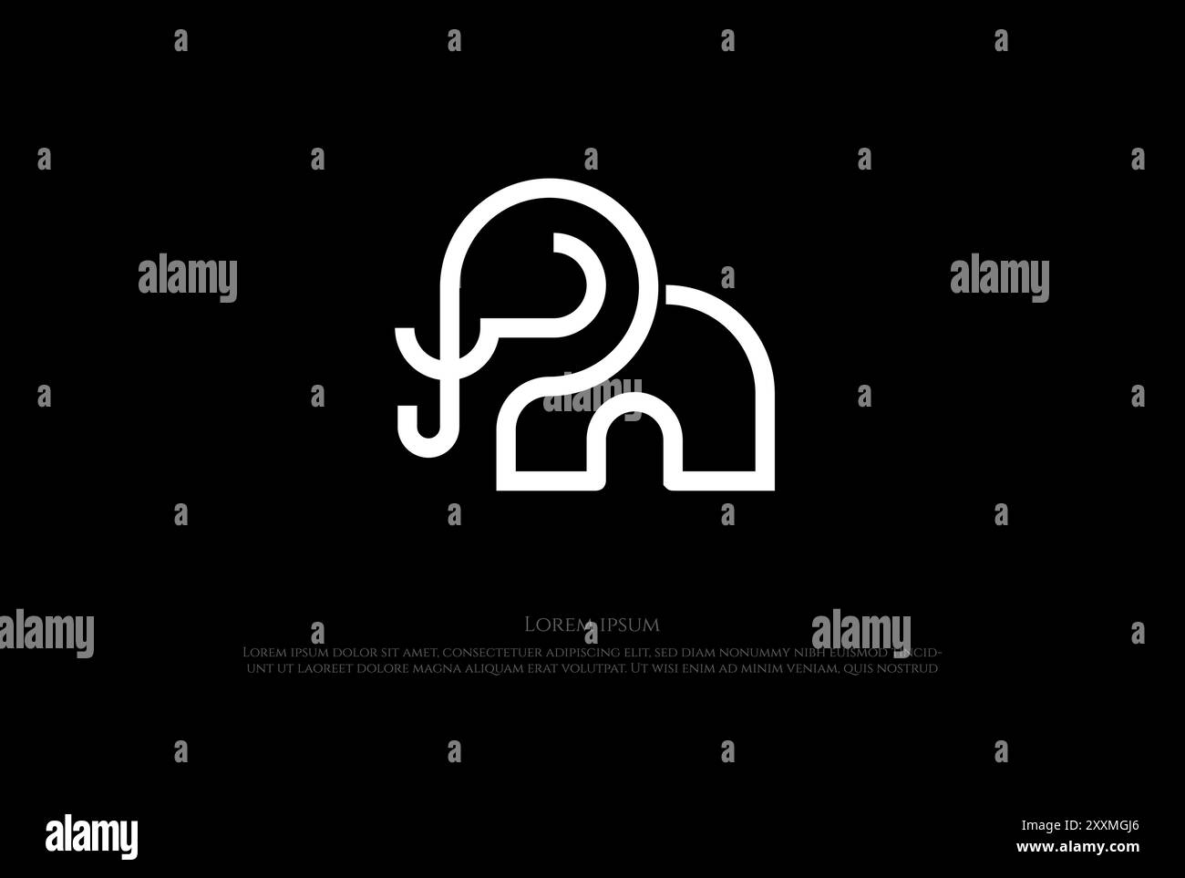 Simple Minimalist Animal Elephant Monogram Line Outline Logo Design ...
