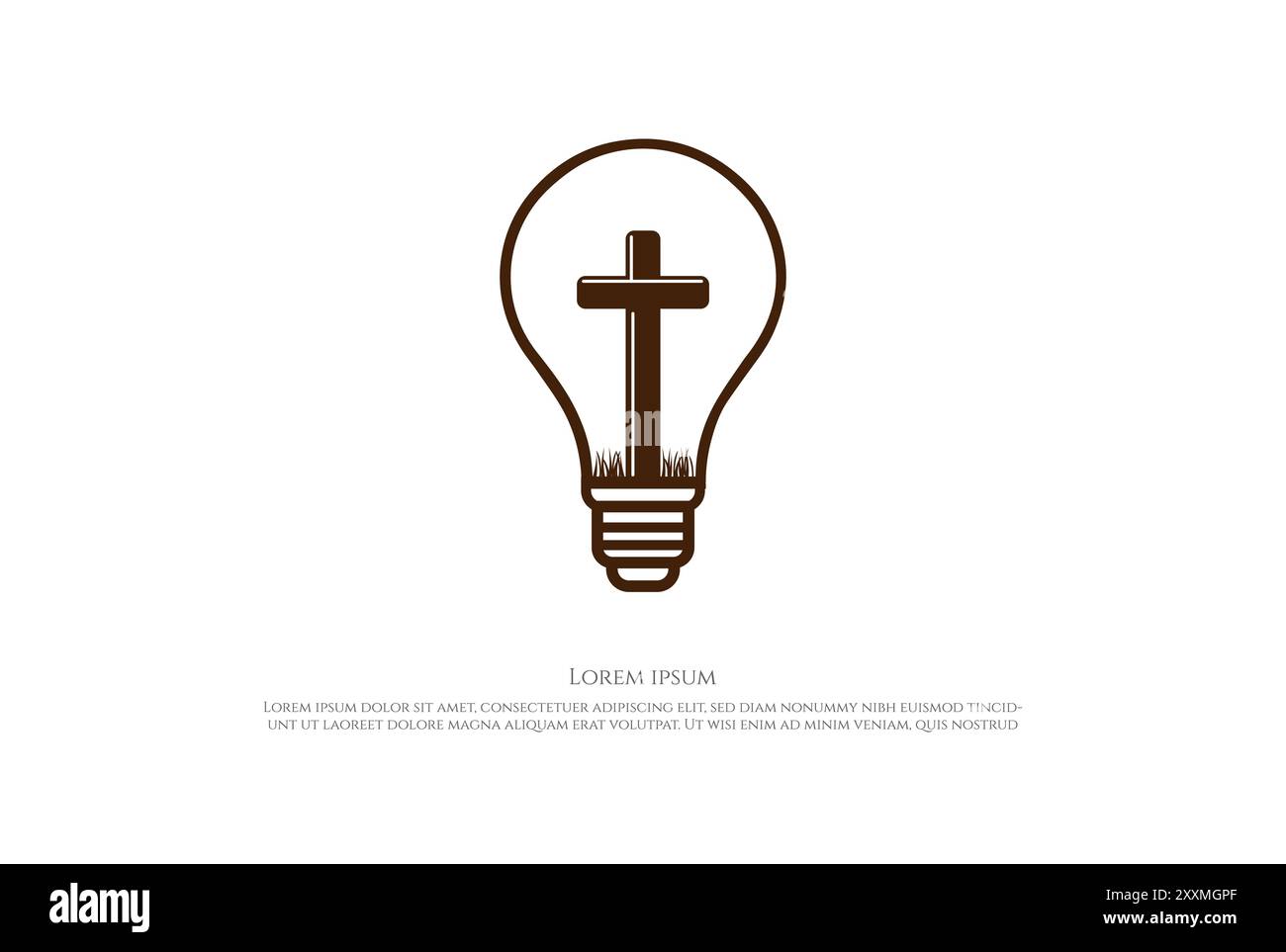 Light Bulb or Lamp with Jesus Christian Cross Logo Design Vector Stock ...