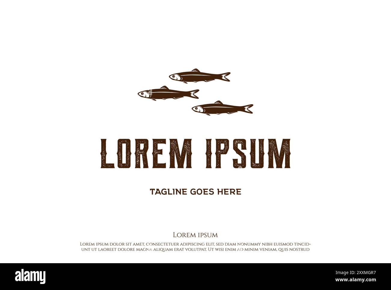 Rustic Vintage Fresh Anchovy Fish Logo Design Vector Stock Vector Image ...