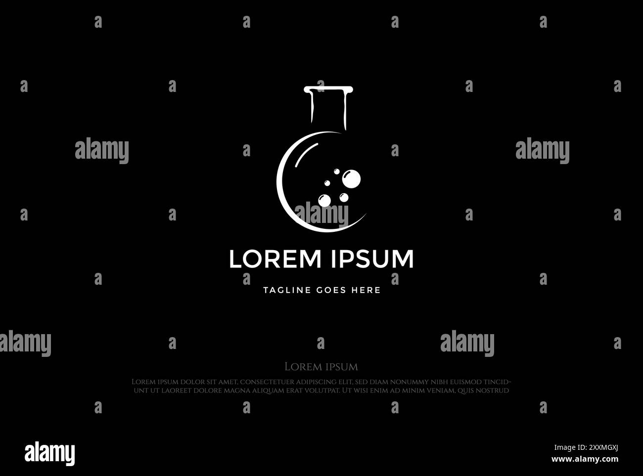 Vintage Retro Crescent Lab Glass for Science Research Logo Design ...