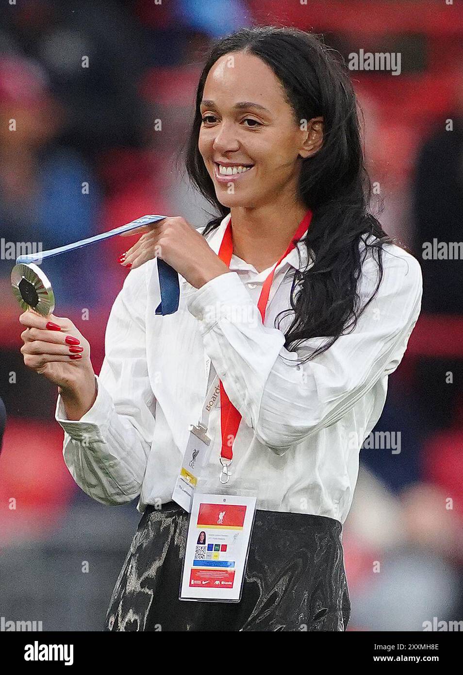 Katarina Johnson-Thompson with her silver medal from the Paris 2024 ...
