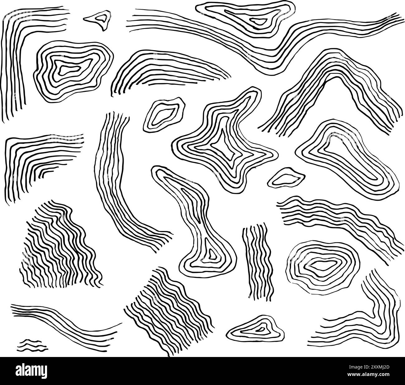 Abstract Rough Lines Wooden Circles Style, Hand Drawn Vector Sketch ...