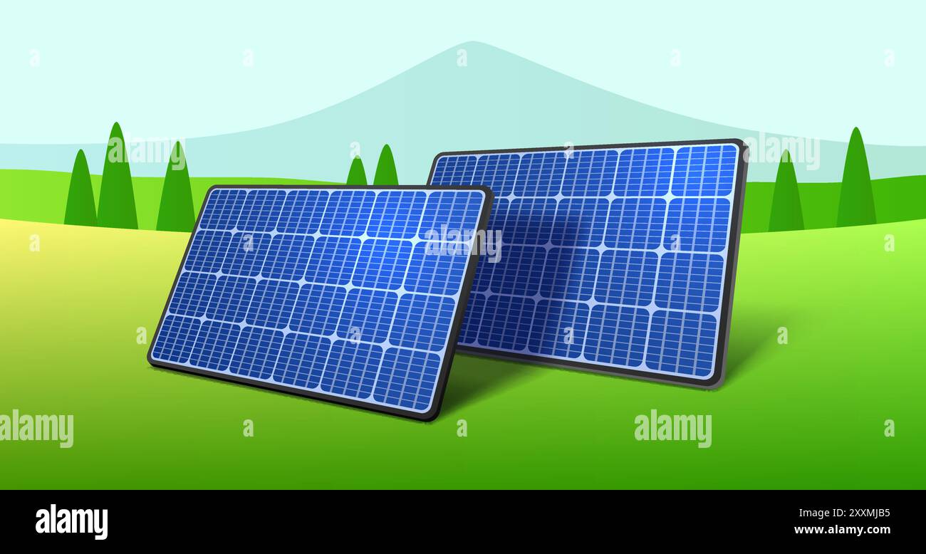 Solar panel electricity generation, nature ecology, green energy ...