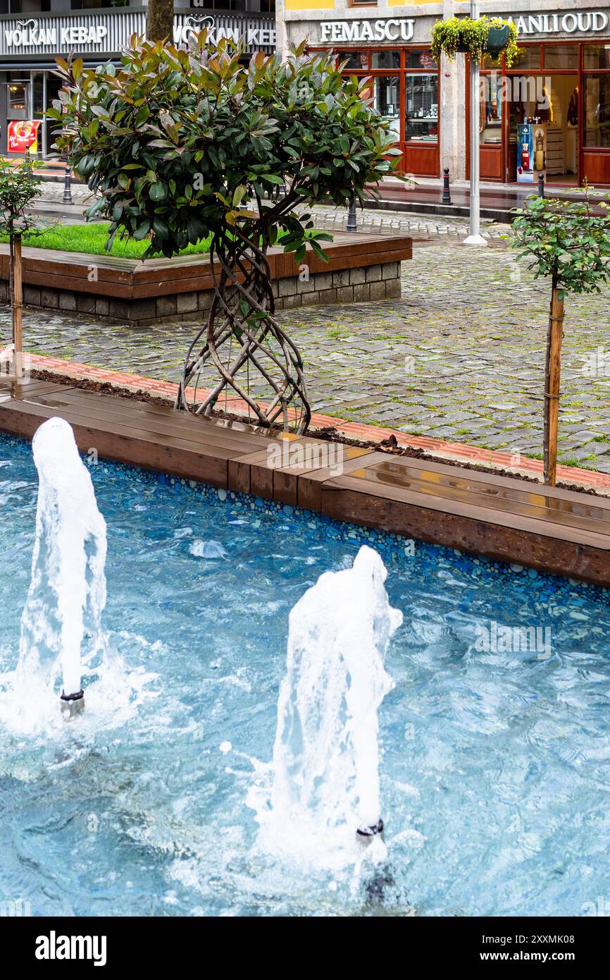 Trabzon, Turkey - May 5, 2024: fountain pool on Meydan square in ...