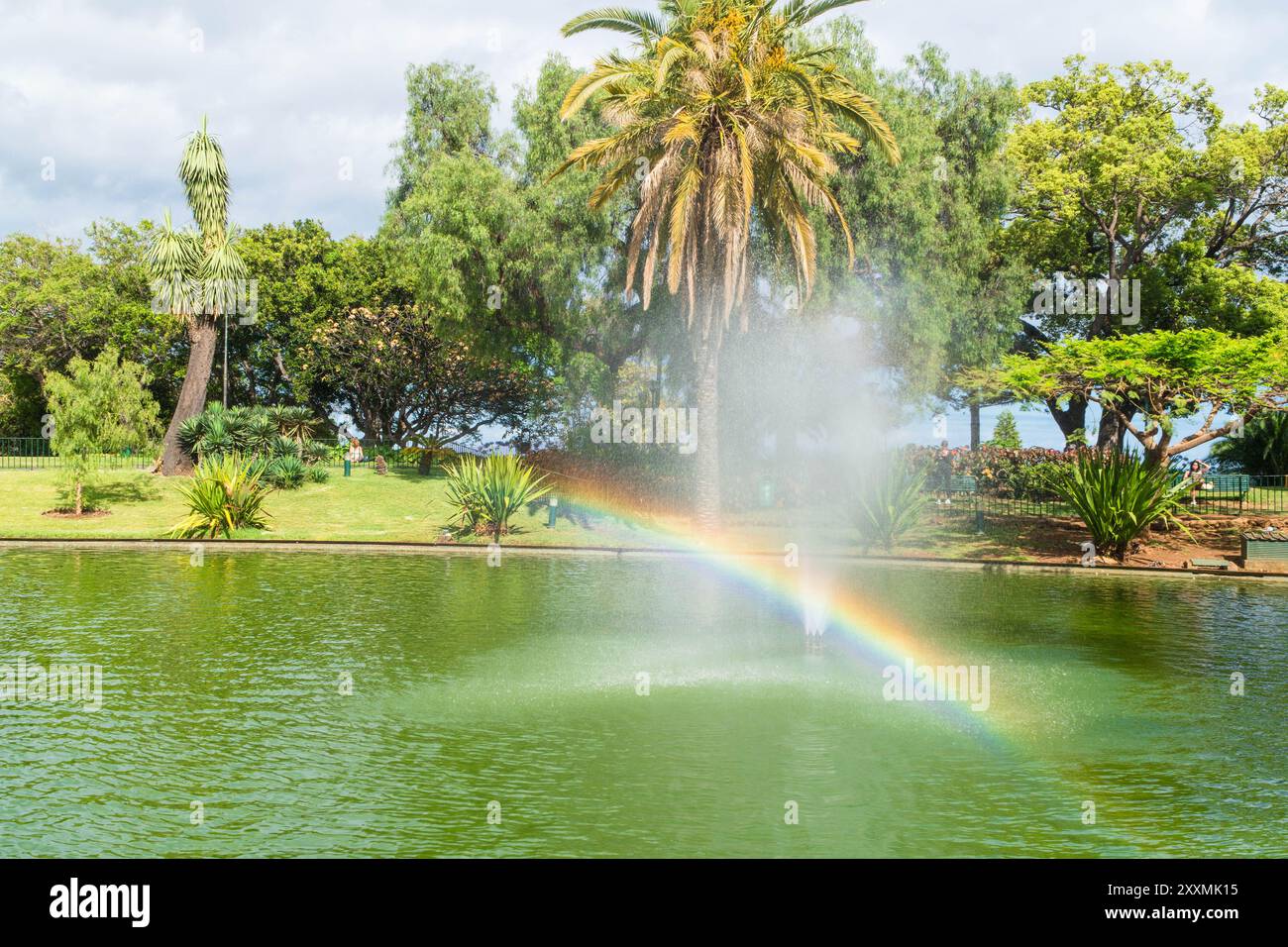 Rainbow created from a fountain in Parque de Santa Catarina (St ...