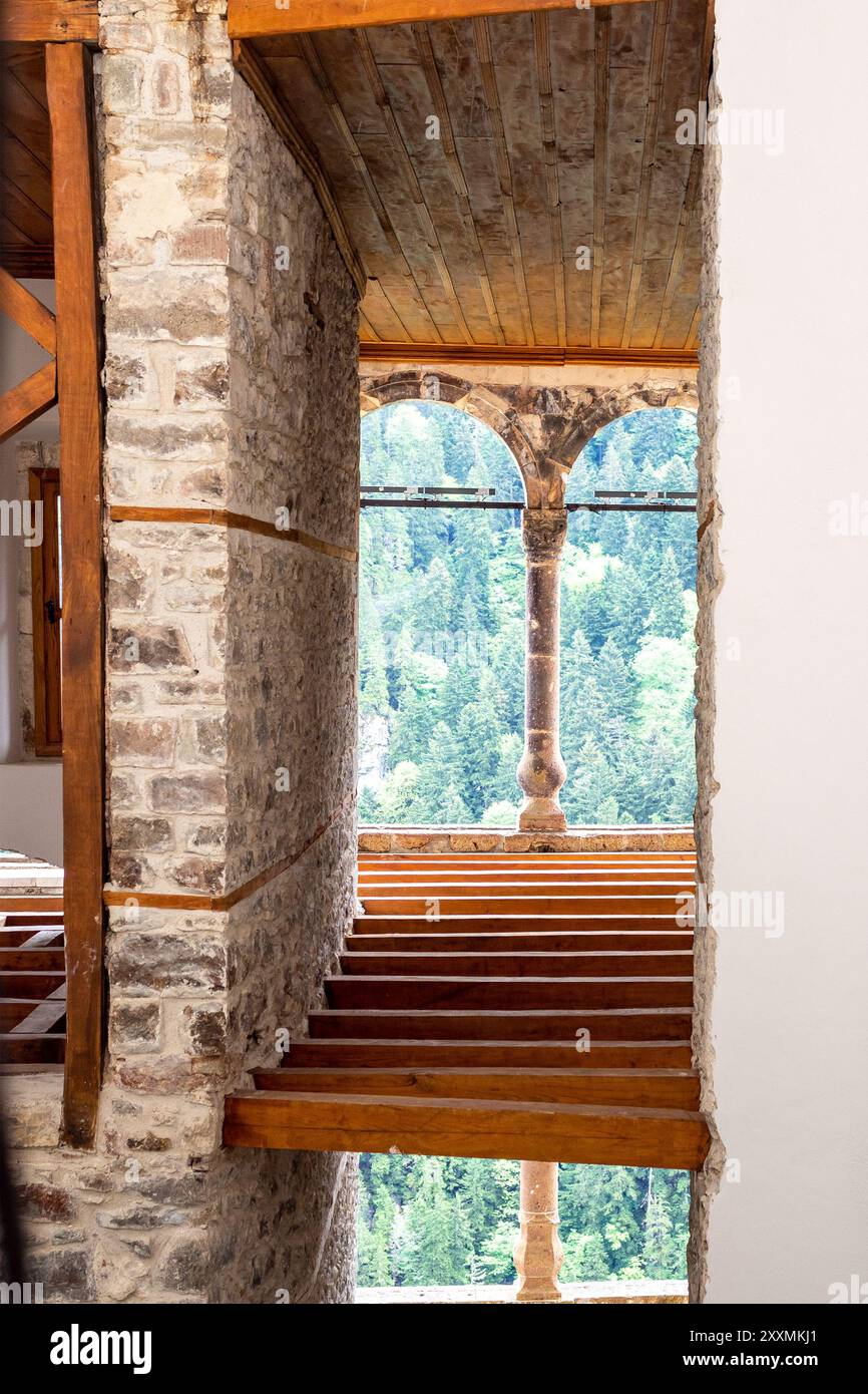 Sumela, Turkey - May 5, 2024: wooden frames in Sumela Monastery. Sumela ...