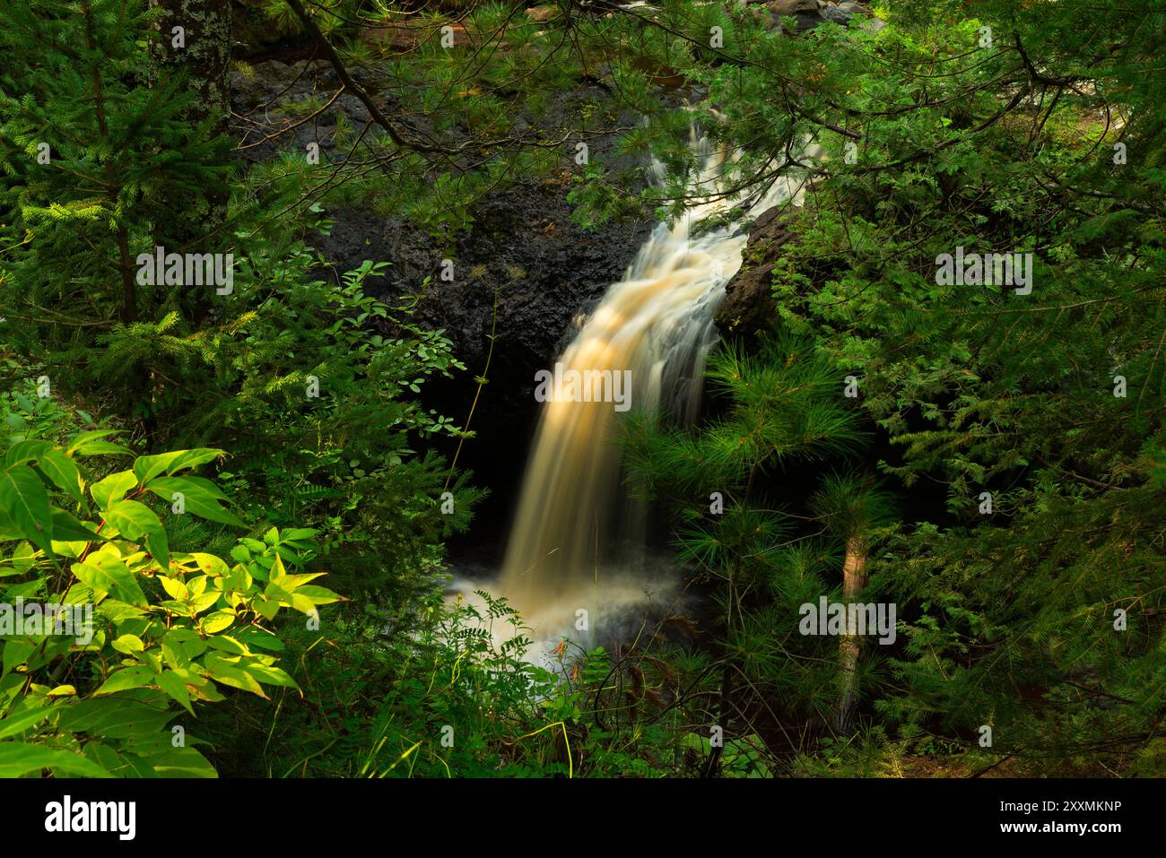Flowing Snake Pit Falls waterfall at Amnicon Falls State Park in ...