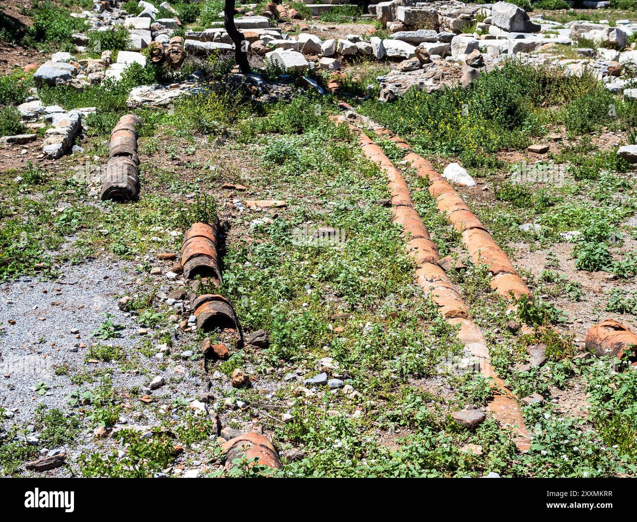 Selcuk, Turkey - May 12, 2024: water pipes in Ancient Greece city ...