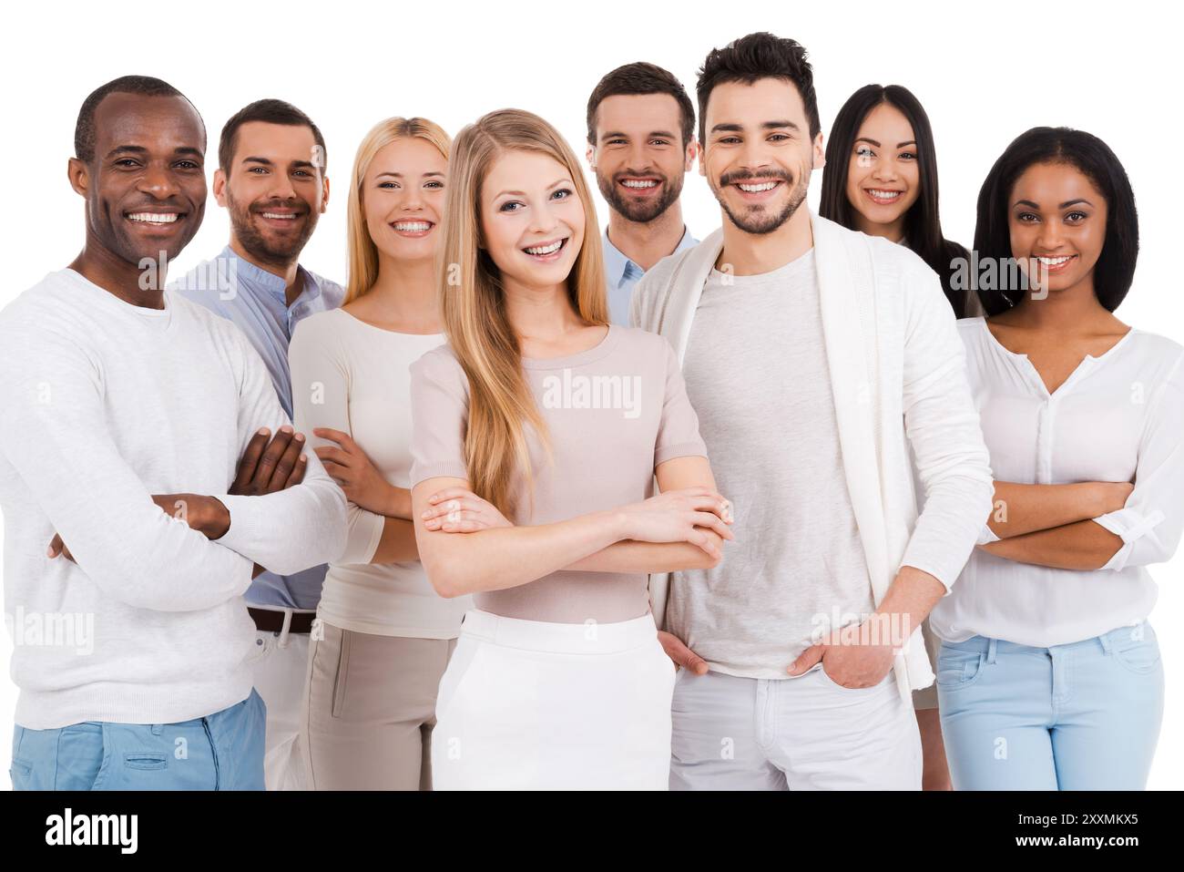 Positive professional team. Group of positive and diverse people in ...