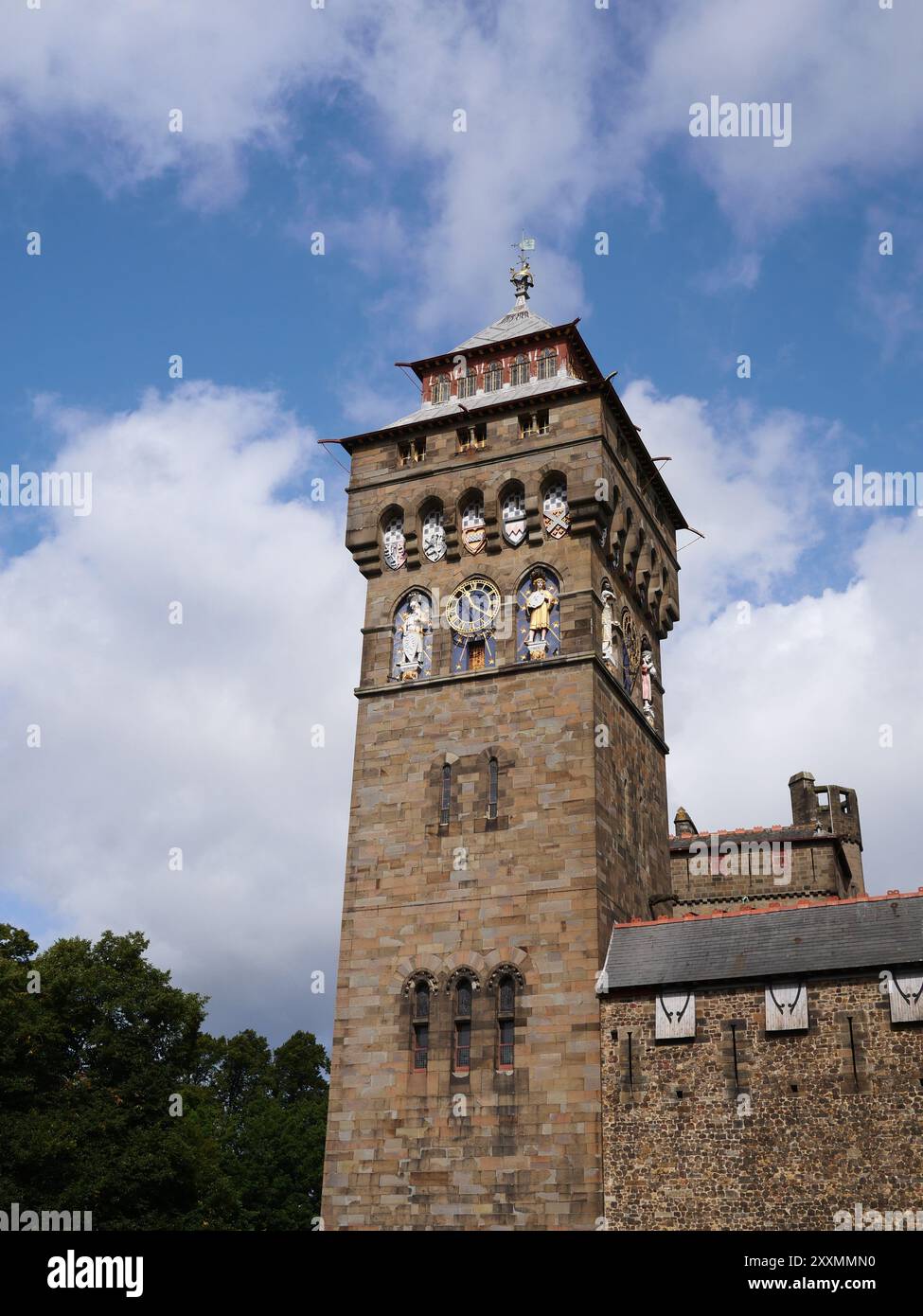 Cardiff castle clock tower, Cardiff, Wales, UK Stock Photo - Alamy