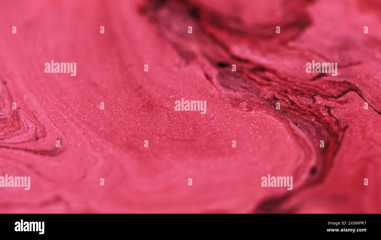 Ink emulsion. Glitter flow. Glowing texture crimson pink red black mix ...