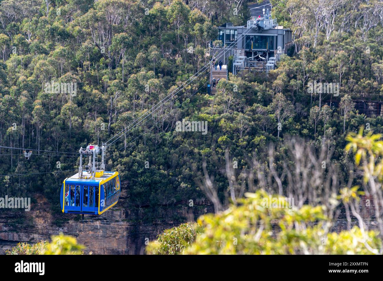 Gliding along between cliff tops above the Jamison Valley at 270 metres ...