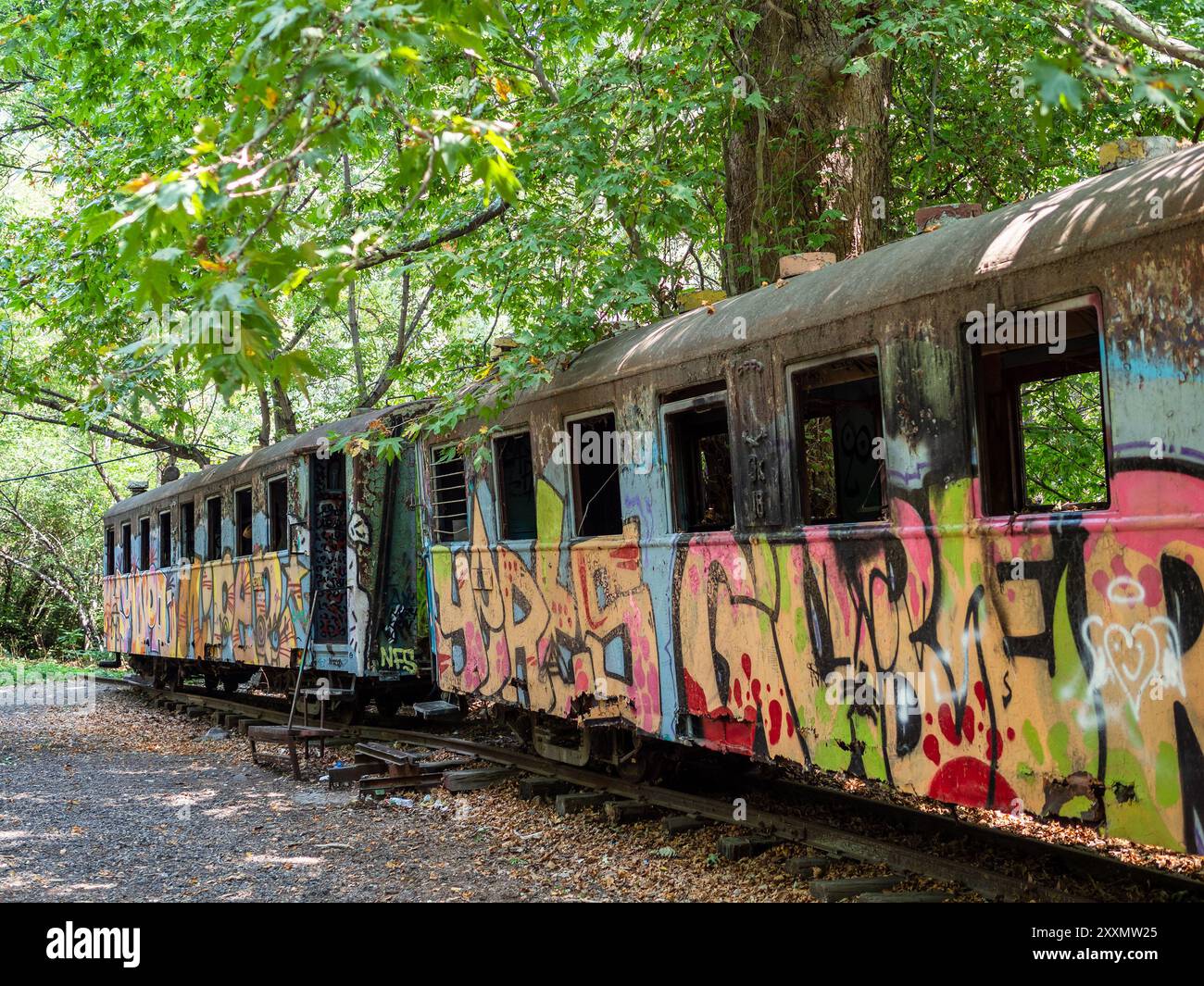 Yerevan, Armenia - August 5, 2024: abandoned train on Hayrenik railway ...
