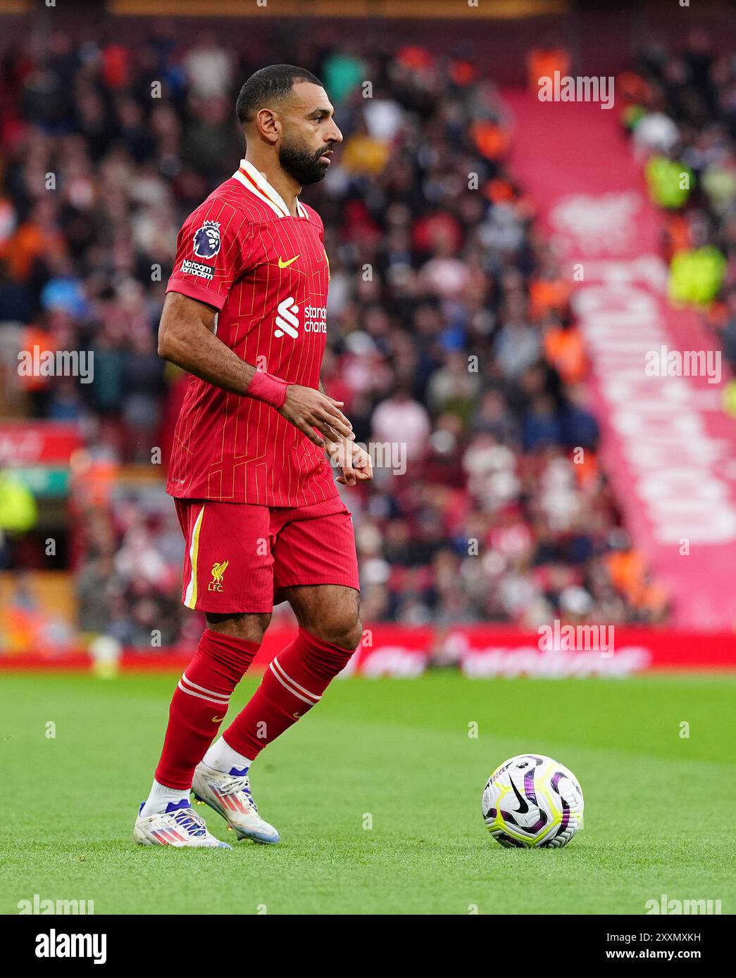 Liverpool's Mohamed Salah during the Premier League match at Anfield ...