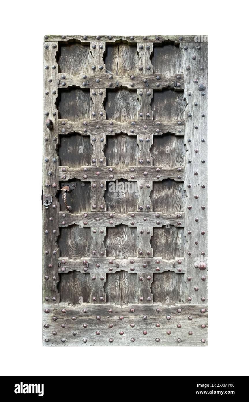 Old wooden rustic door isolated on white background Stock Photo - Alamy