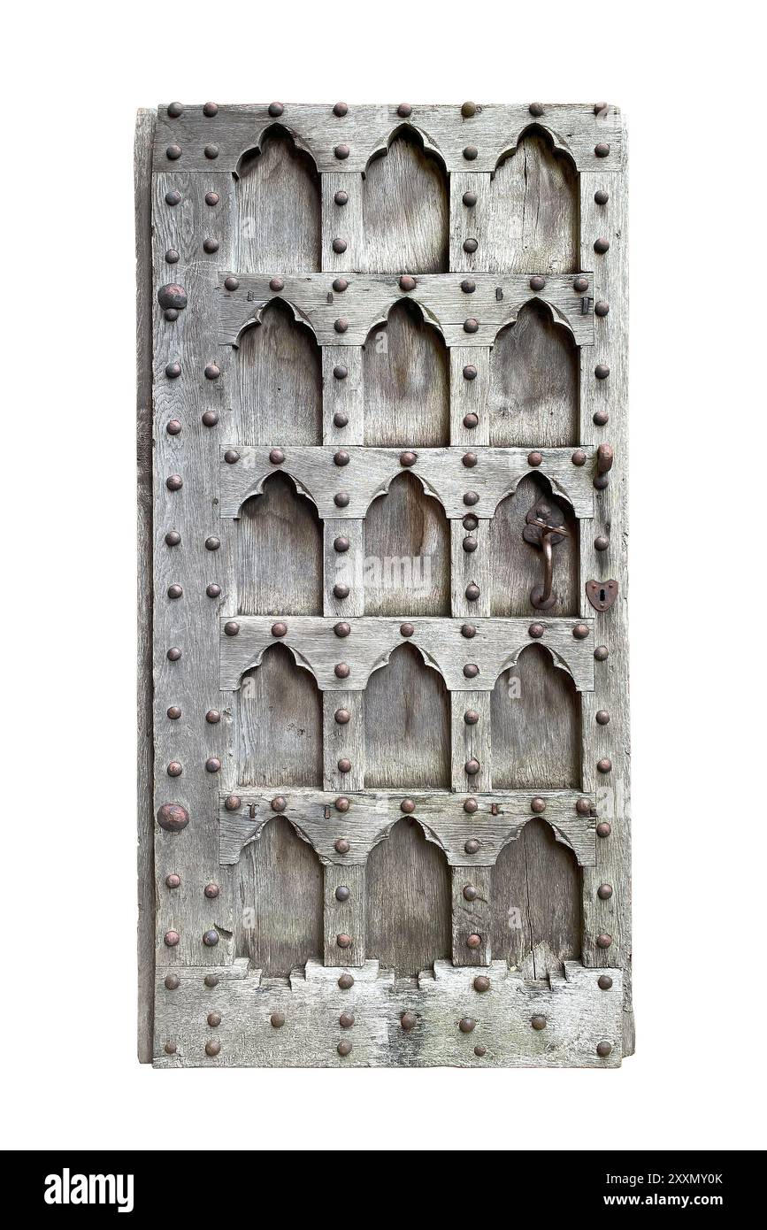 Old wooden rustic door isolated on white background Stock Photo - Alamy
