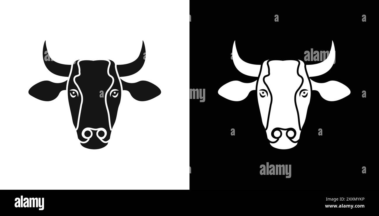 cow head icon vector logo set collection or bundle pack group Stock ...