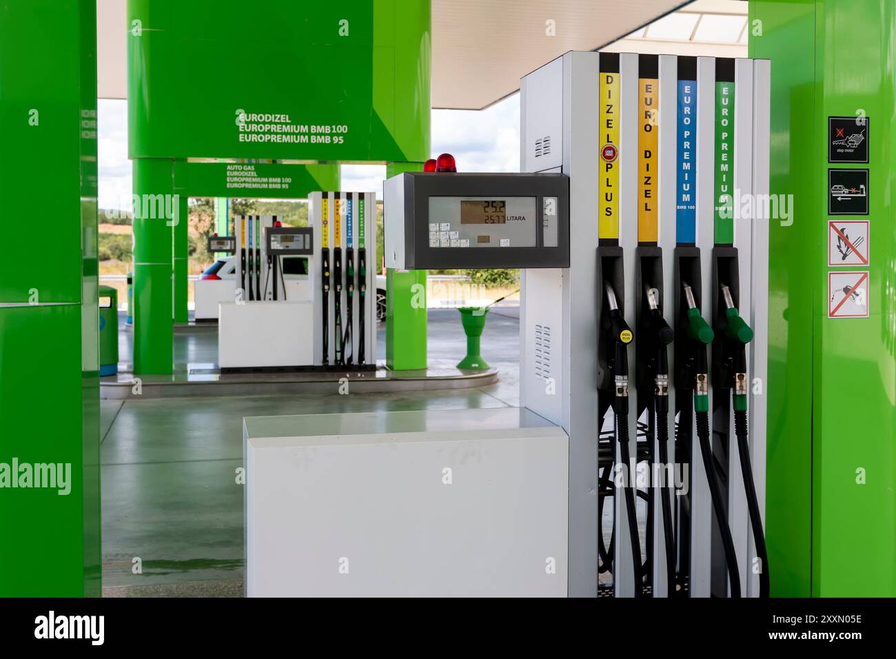 Modern green gas station outdoor Stock Photo - Alamy