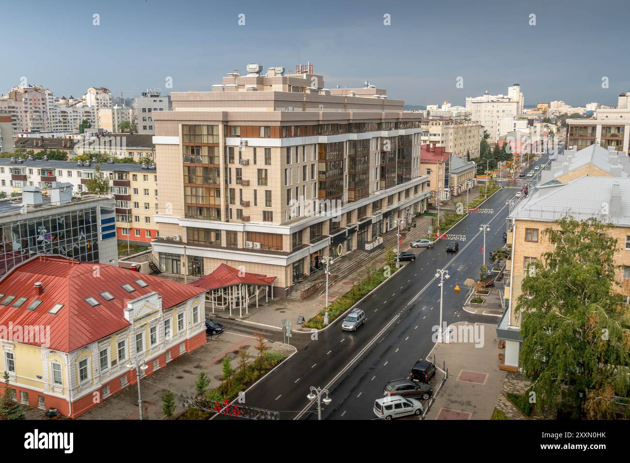 The empty streets of Belgorod, city in west of Russia, close to Ukraine ...