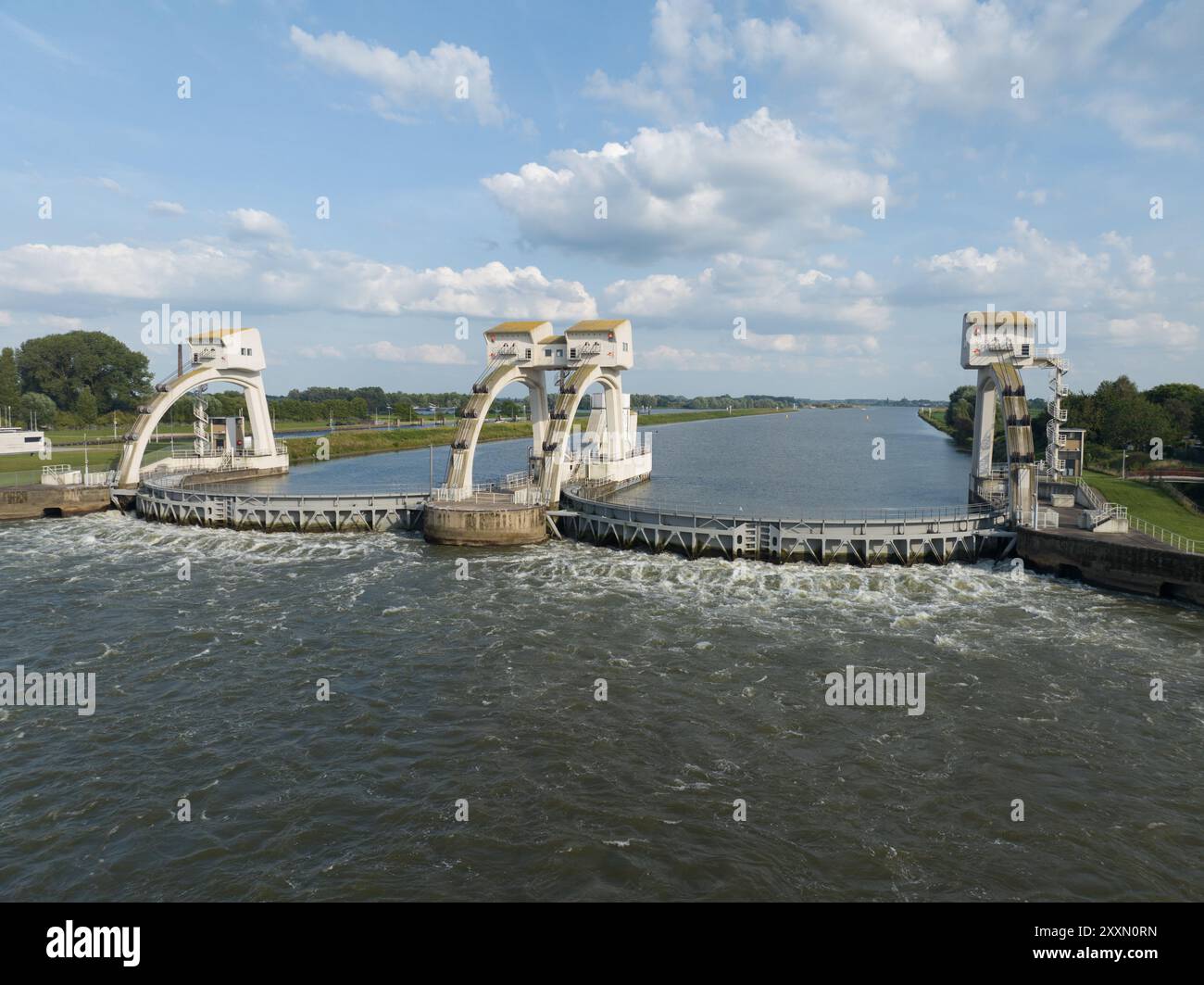 The Hagestein weir and lock complex in the Lek in the municipality of ...
