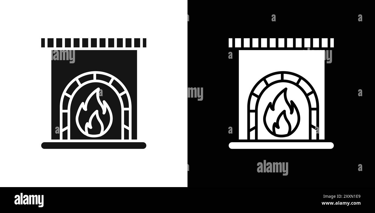Fireplace icon vector logo set collection or bundle pack group Stock ...