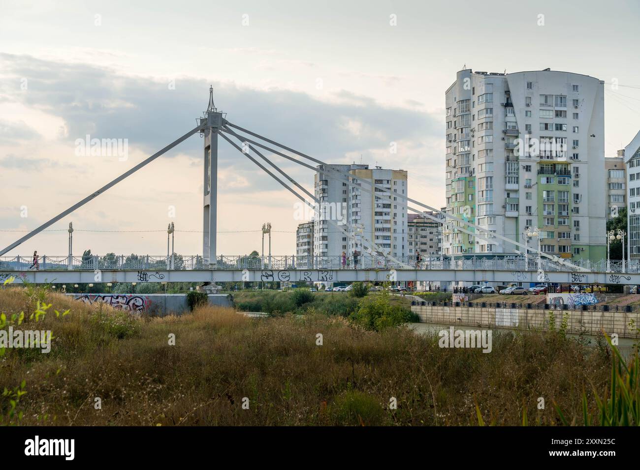 The bridge across Vezelka river with Russian architecture in Belgorod ...