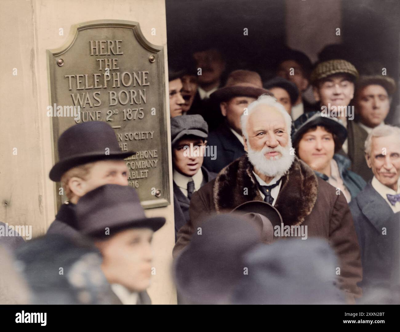 Alexander Graham Bell at the unveiling of a plaque commemorating the ...