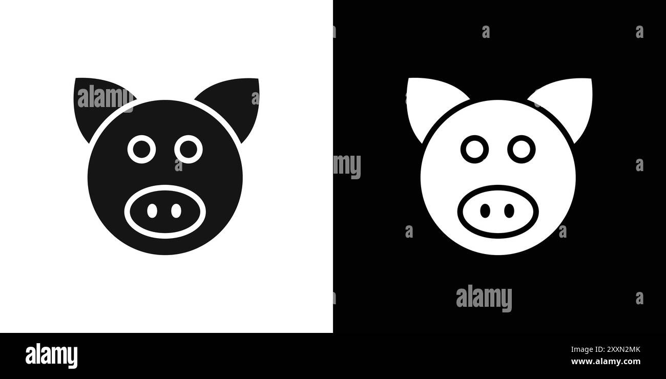 Pig face icon vector logo set collection or bundle pack group Stock ...