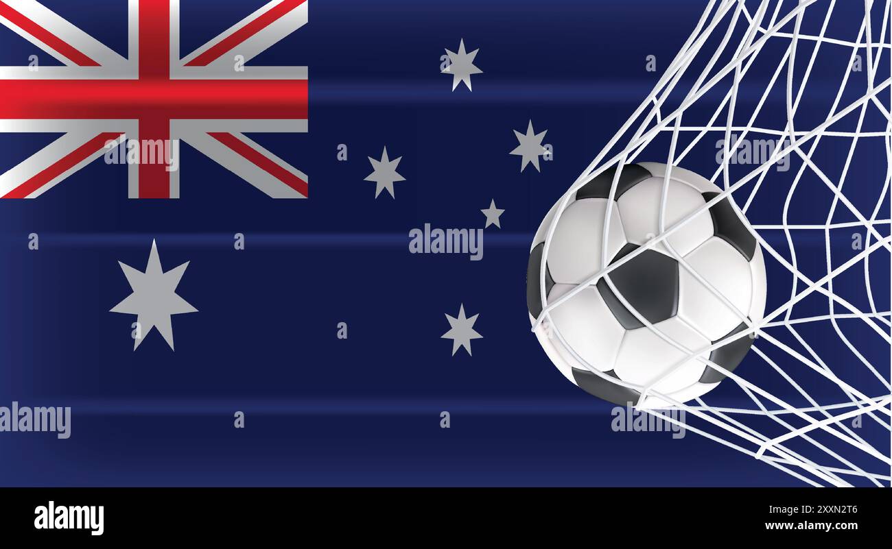 Soccer or Football ball in Goal Net Isolated on Australia Shaded Flag ...