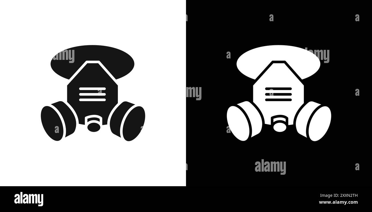 Respirator with filter cartridges icon vector logo set collection or ...