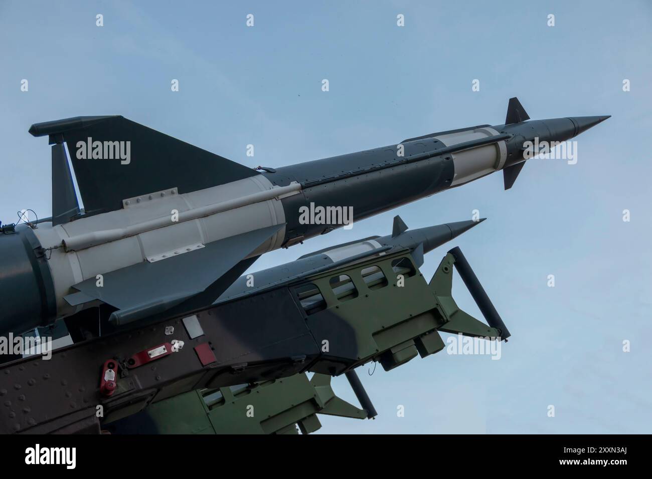 View of the air defense missile system on self propelled launching ...