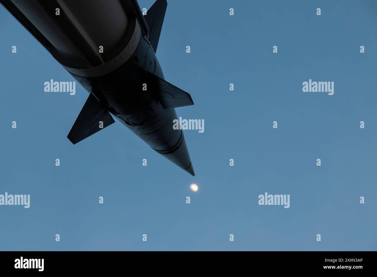 Missile is aimed at the sky. Nuclear bomb, chemical weapons, missile ...