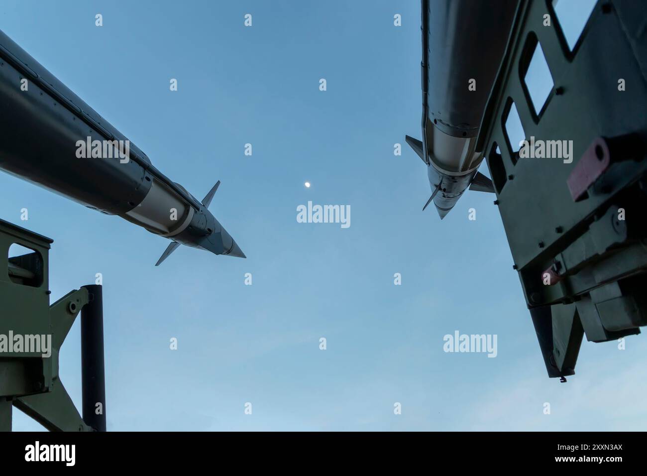 View of the air defense missile system on self propelled launching ...