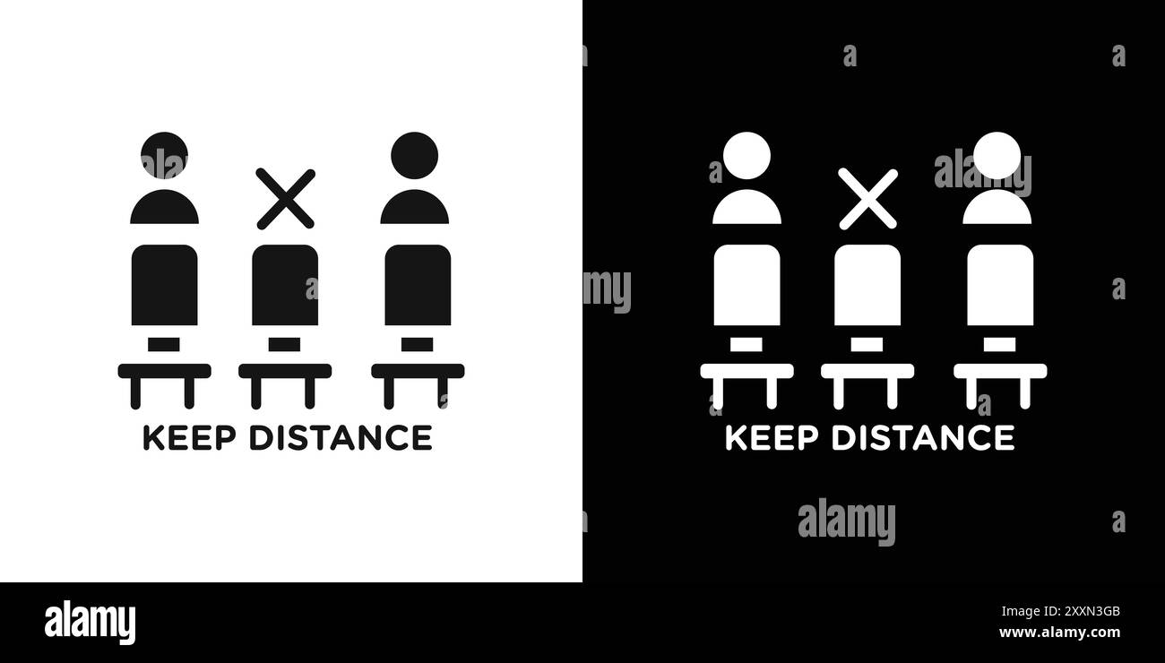 Social distancing sitting icon vector logo set collection or bundle ...
