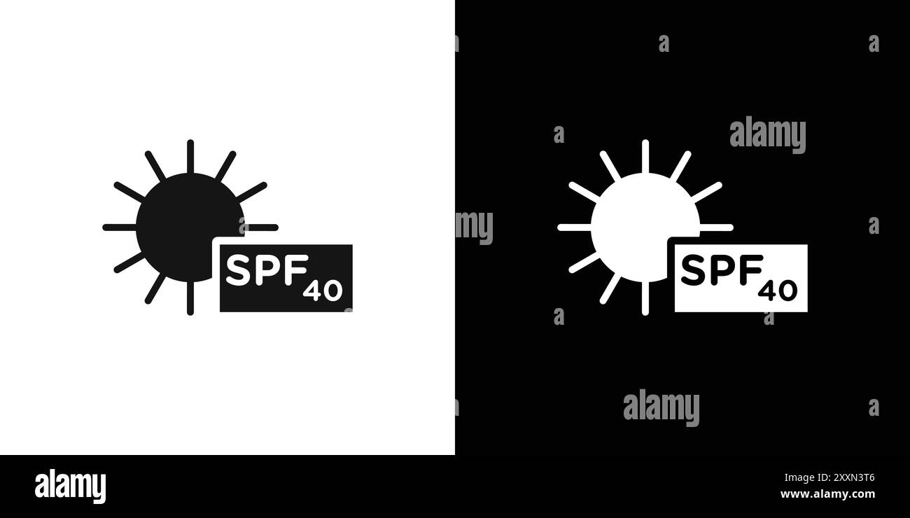 Sun protection factor 40 icon vector logo set collection or bundle pack ...