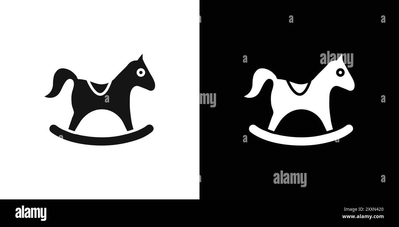 Toy horse rocking chair icon vector logo set collection or bundle pack ...