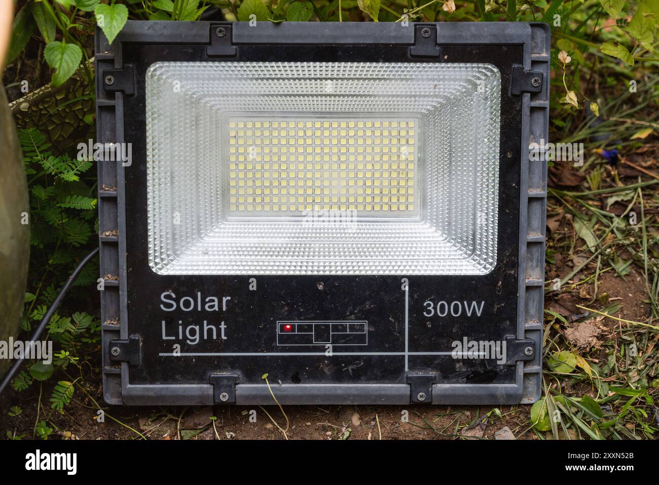 Solar LED light panel with 300W power capacity installed outdoors Stock ...