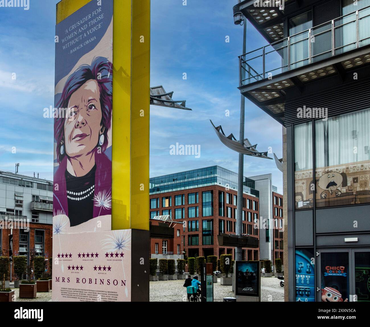 Promotional sign for a documentary film about Mary Robinson, the former ...