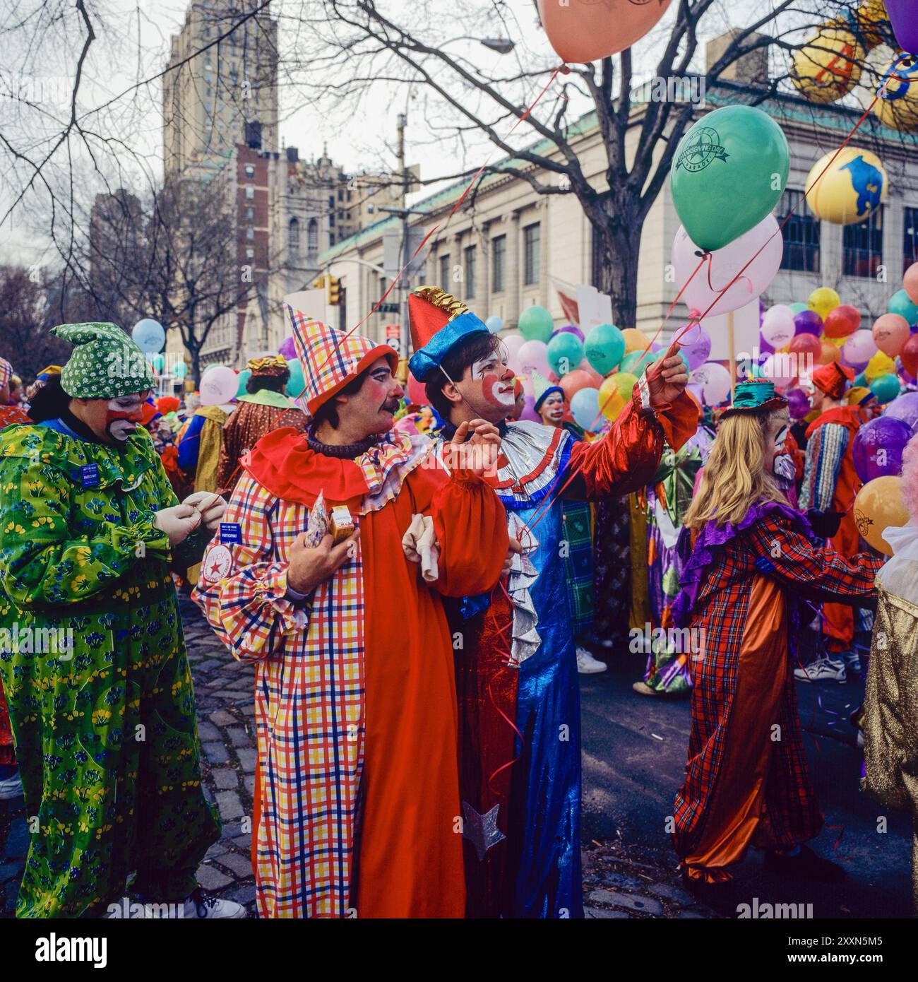 New York, November 28th 1991, Macy's Thanksgiving Day Parade, clowns ...