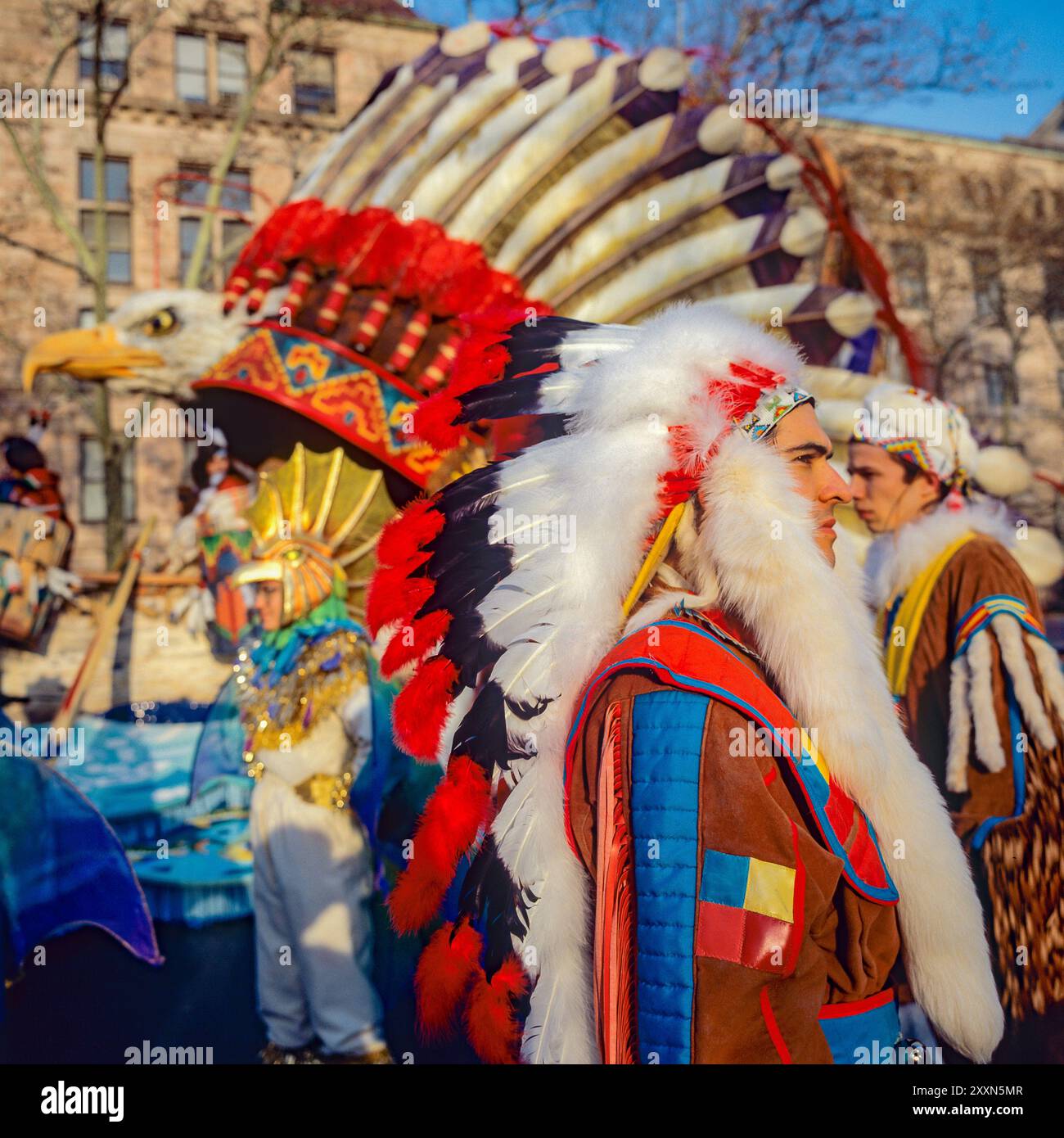 New York, November 28th 1991, participants dressed as Native American ...