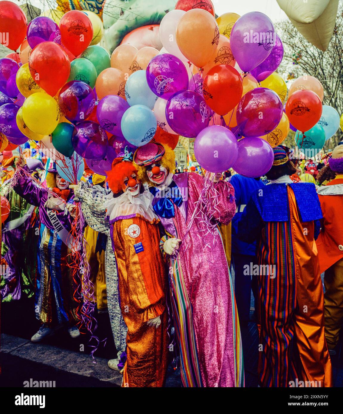 New York, November 28th 1991, Macy's Thanksgiving Day Parade, clowns ...