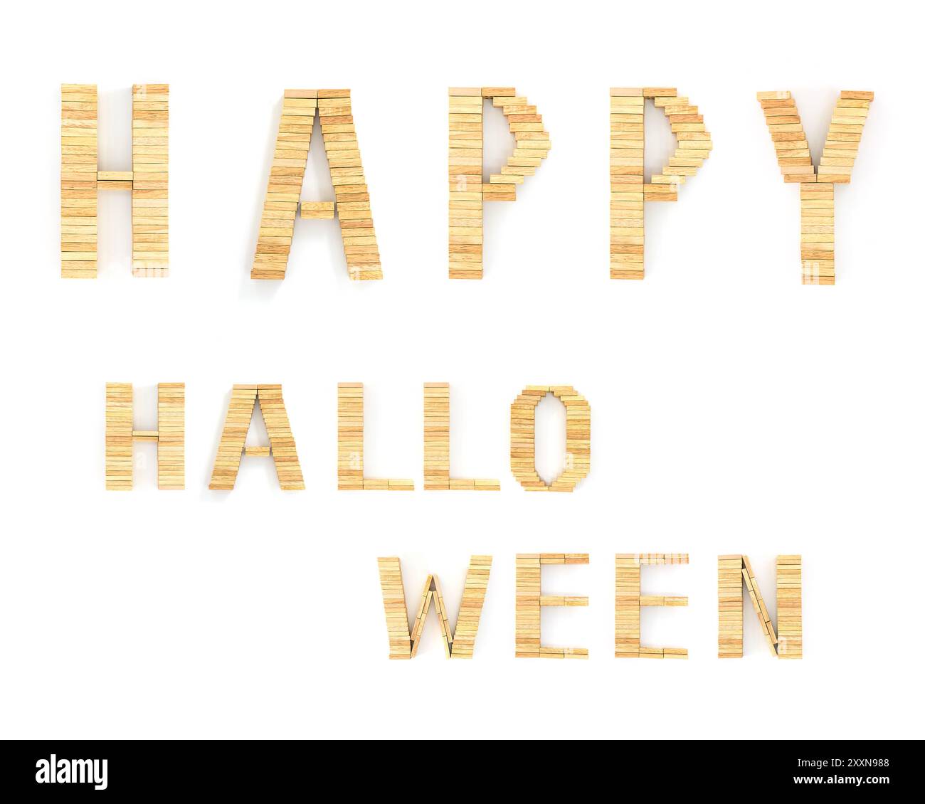 Happy Halloween words on white background,Alphabet wood dominos type ...
