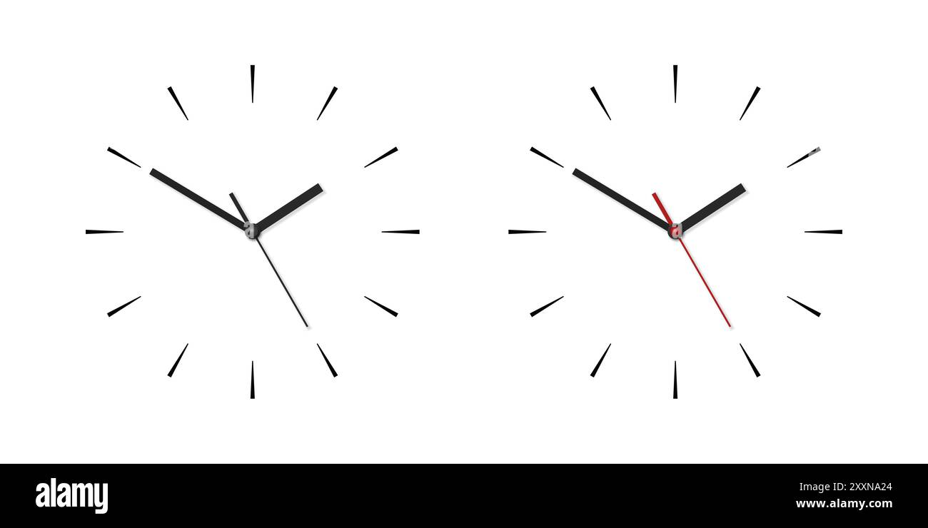 Vector 3d Realistic Wall Office Clock Face Set. White and Black Dial ...