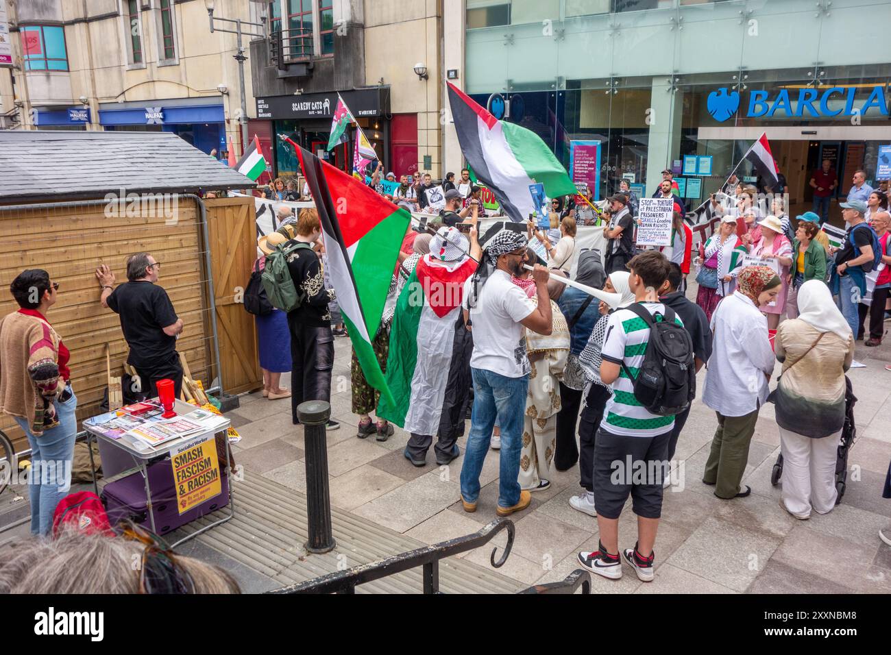 Pro Palestinian protest march and rally in the Welsh capital city of ...